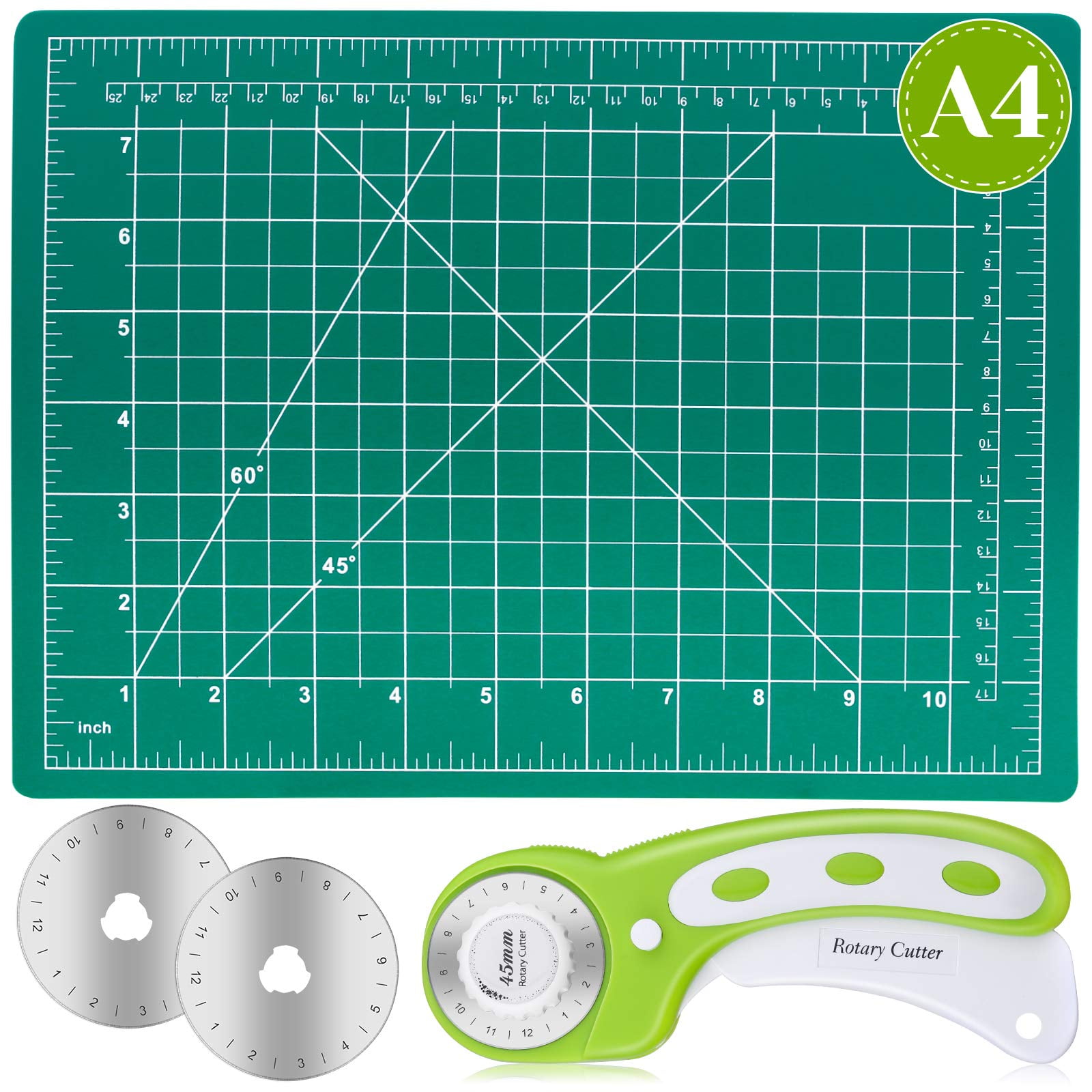 Rotary Cutter Set, Audab Self Healing Sewing Mats Rotary Cutter and Mat ...