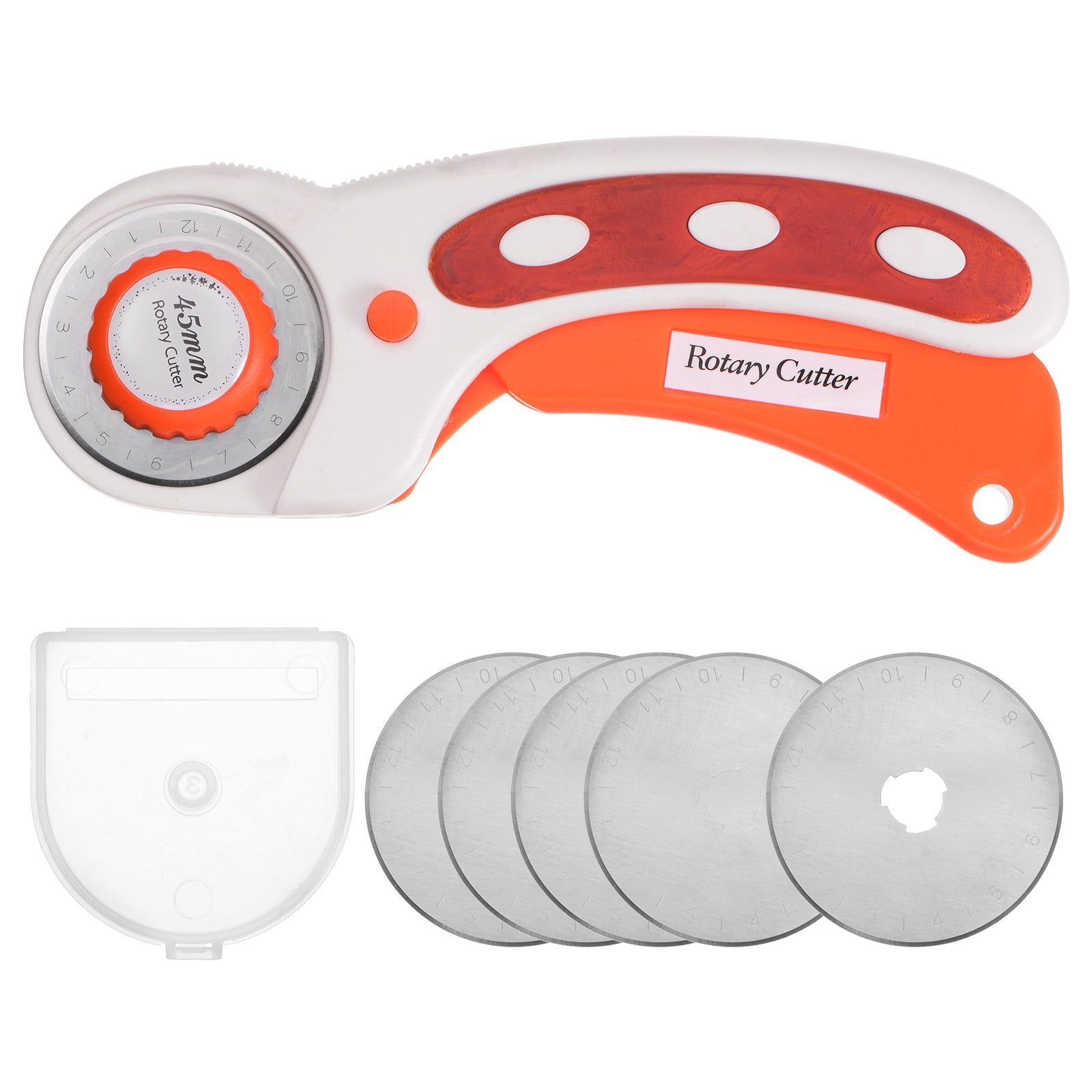 Rotary Cutter with 5pcs 45mm Straight Blade for Fabric Cutting Orange ...