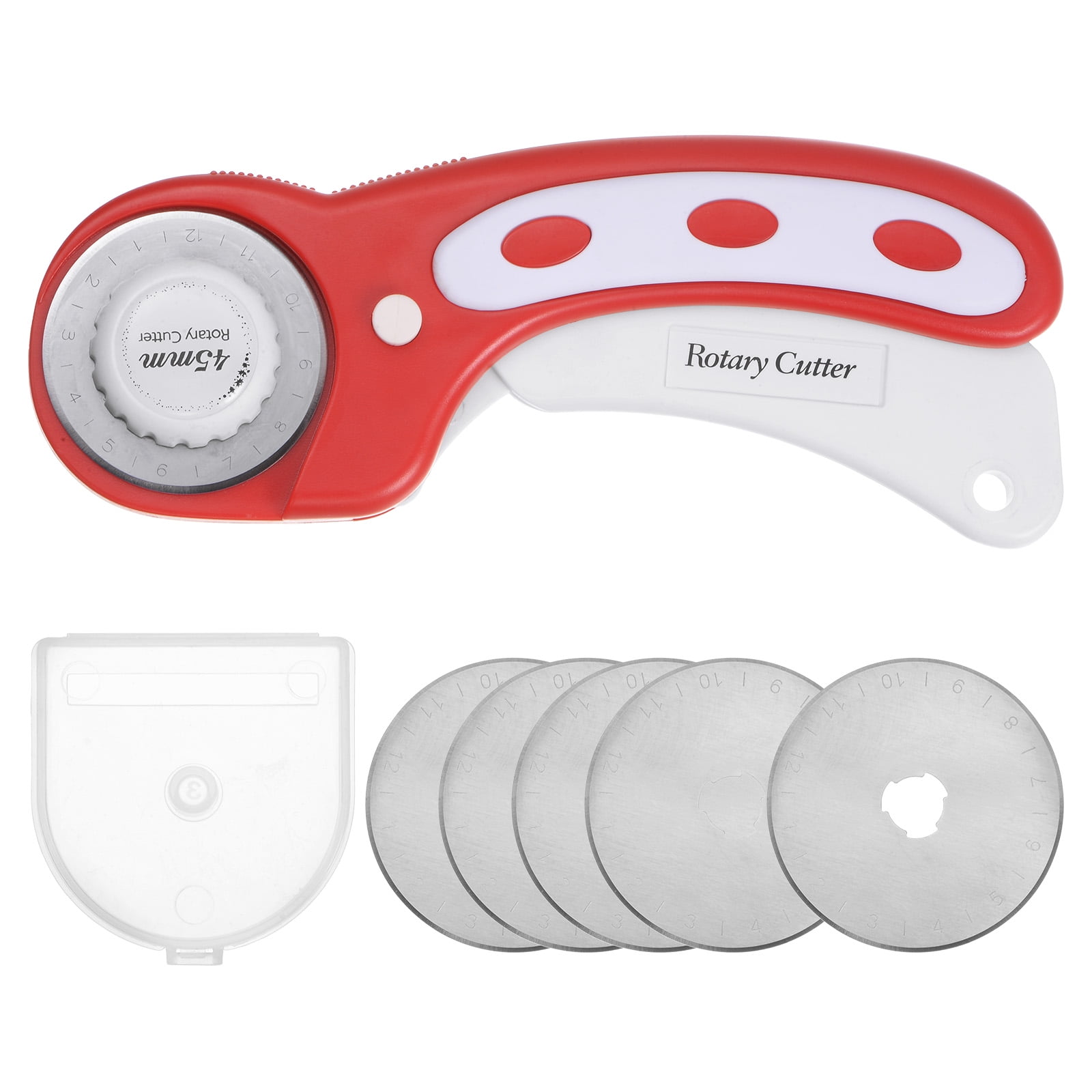 Rotary Cutter with 5pcs 45mm Straight Blade for Fabric Cutting Red ...