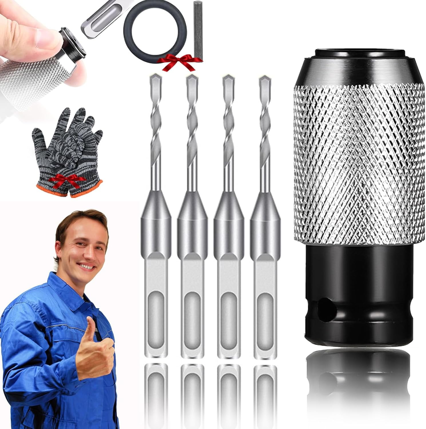 Rotary Hammer Adapter with Impact Drill Bits Set, 4 Sizes Rotary Hammer ...