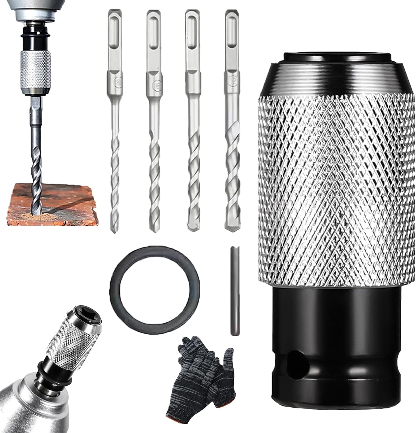 Rotary Hammer Adapter with Impact Drill Bits Set, 5PCS Multi-functional ...