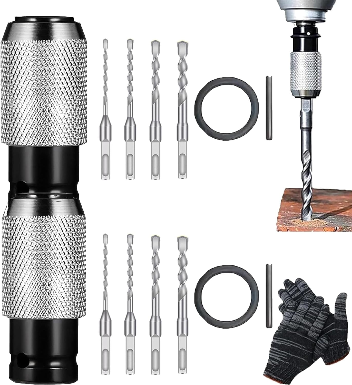 Rotary Hammer Adapter with Impact Drill Bits Set, Electric Hammer to ...