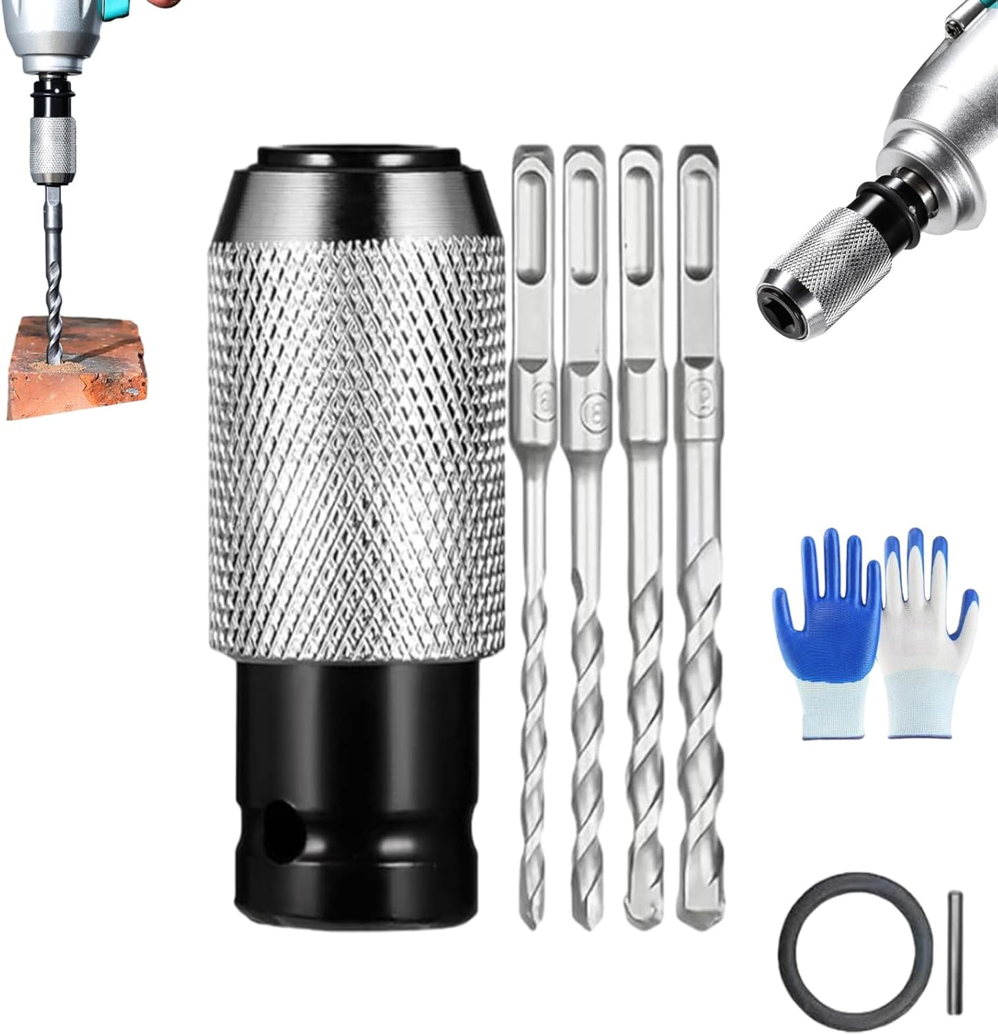 Rotary Hammer Adapter with Impact Drill Bits Set, Electric Hammer to ...