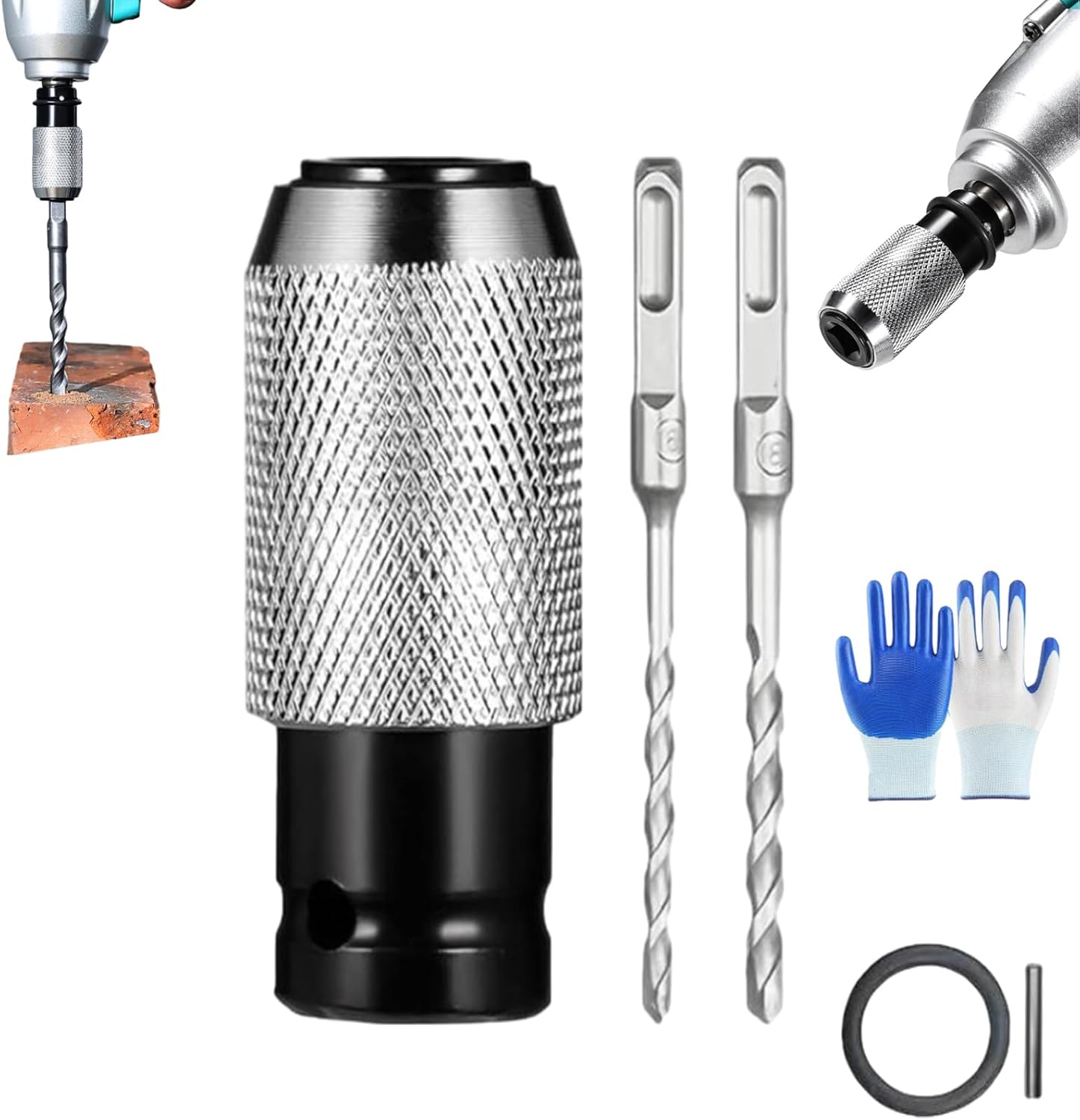 Rotary Hammer Adapter with Impact Drill Bits Set, Electric Hammer to ...