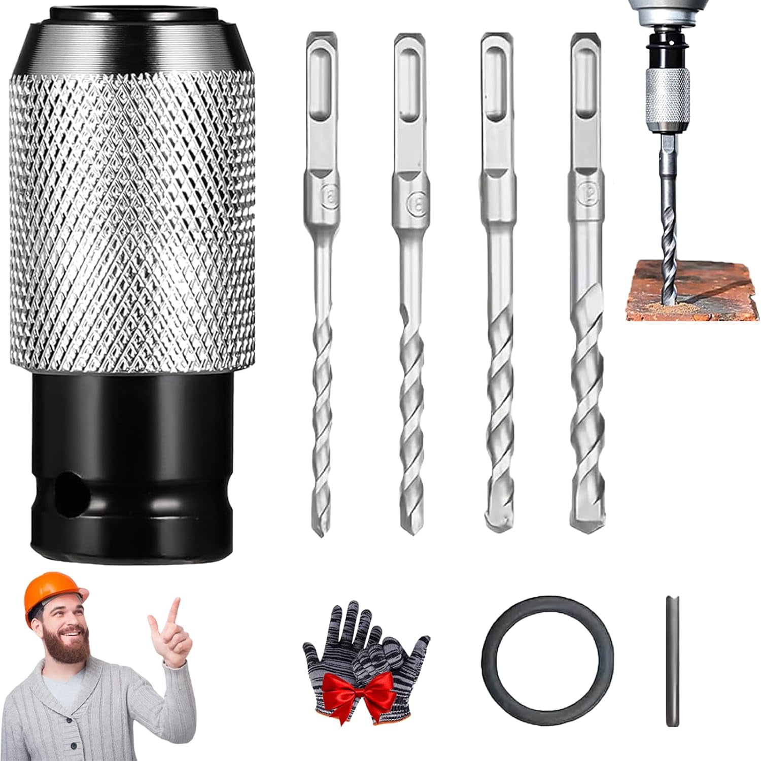 Rotary Hammer Adapter with Impact Drill Bits Set, Electric Hammer To ...