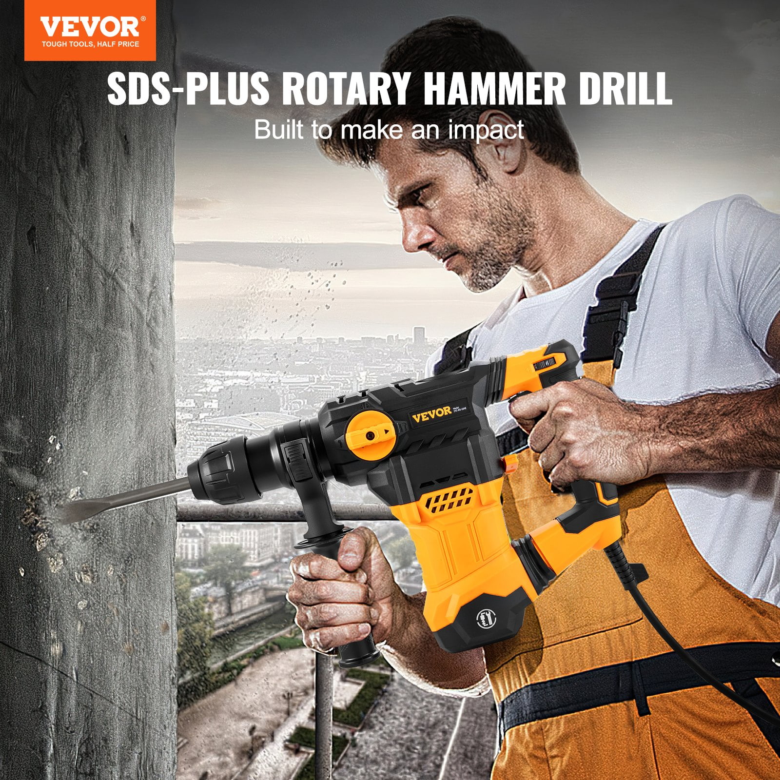 Rotary Hammer Drill Corded Drills 1-1/4” 4 Modes SDS-Plus Chipping ...