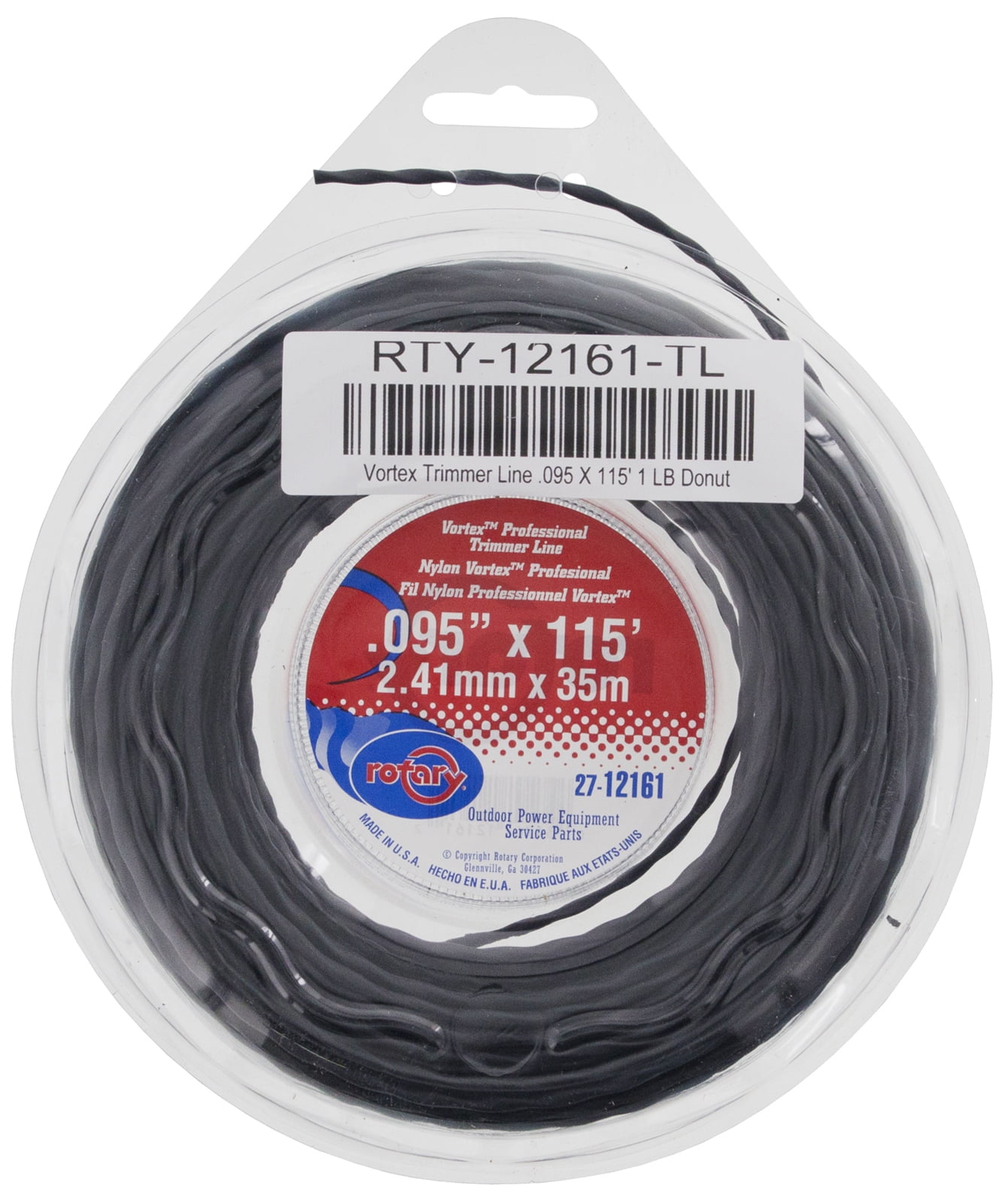 Rotary Item 12161, Trimmer Line .095 X 115' Small Donut Black Vortex ...