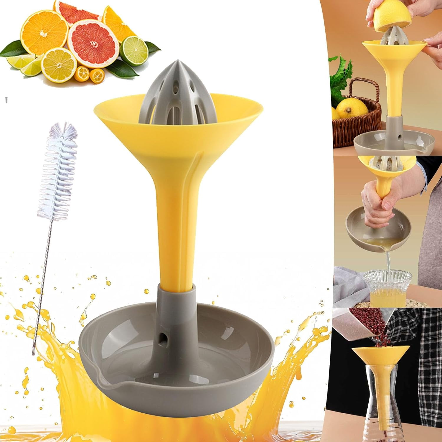Rotary Manual Juicer, Citrus Lemon Orange Juicer, Mini Manual Lemon Squeezers, Funnel shaped ...