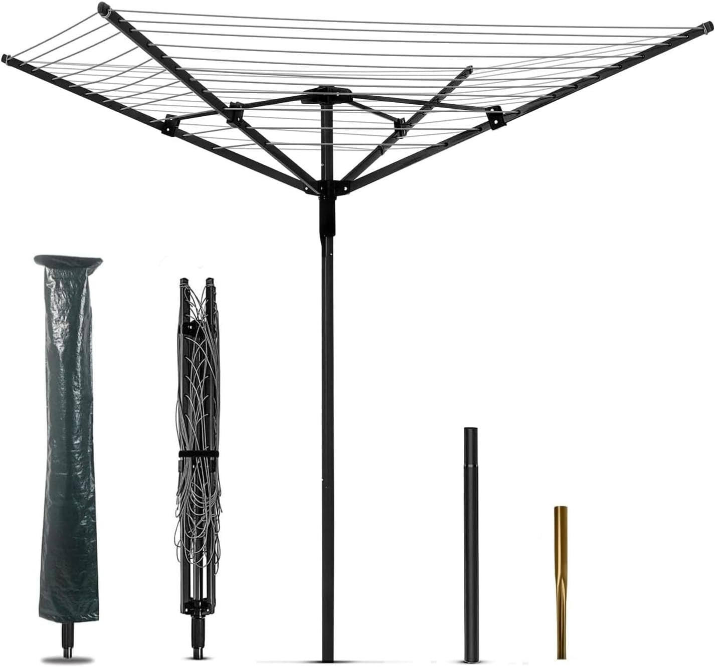 Rotary Outdoor Umbrella Drying Rack Adjustable Height Clothesline w ...