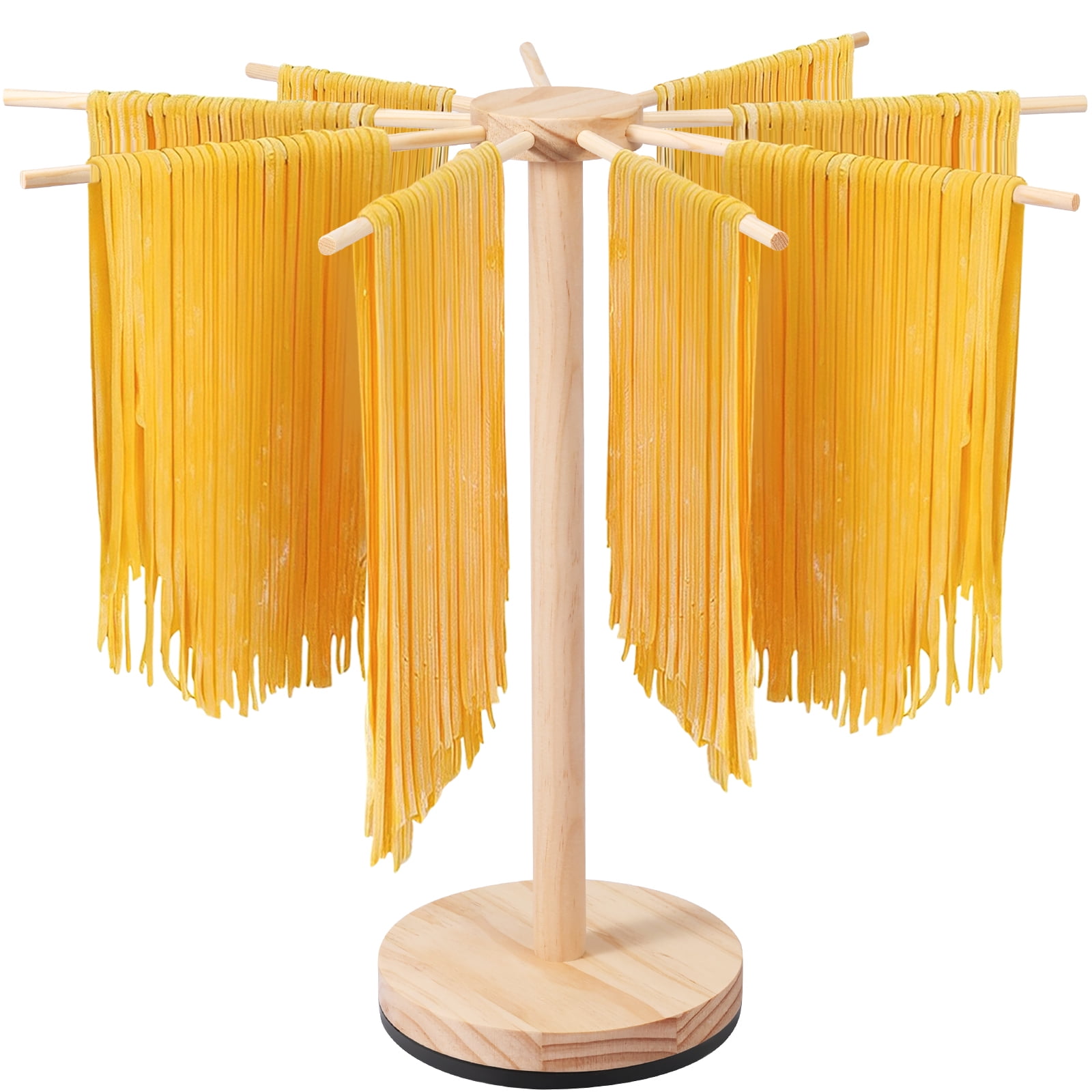 Rotary Pasta Drying Rack with 9 Drying Rods Wood Noodle Dryer Rack ...