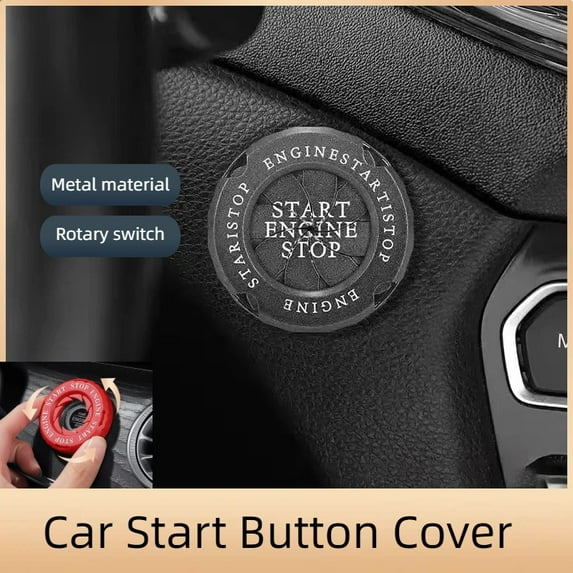 Rotary Push Car Engine Start Stop Button Cover Motorcycle Ignition Key ...