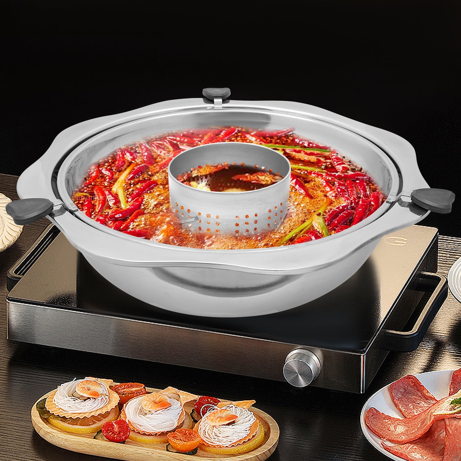 Rotary Stainless Steel Hot Pot 36cm Filter Grid, Detachable Design Hand ...