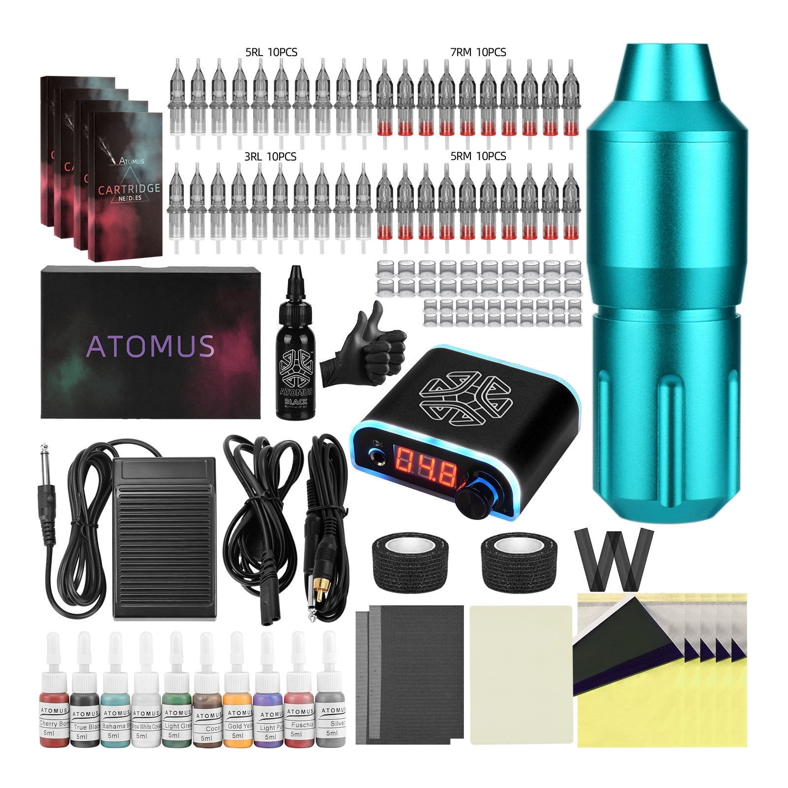 Rotary Tättoo Machine Kit, Bigtrek Complete Rotary Tättoo Pen Set with ...