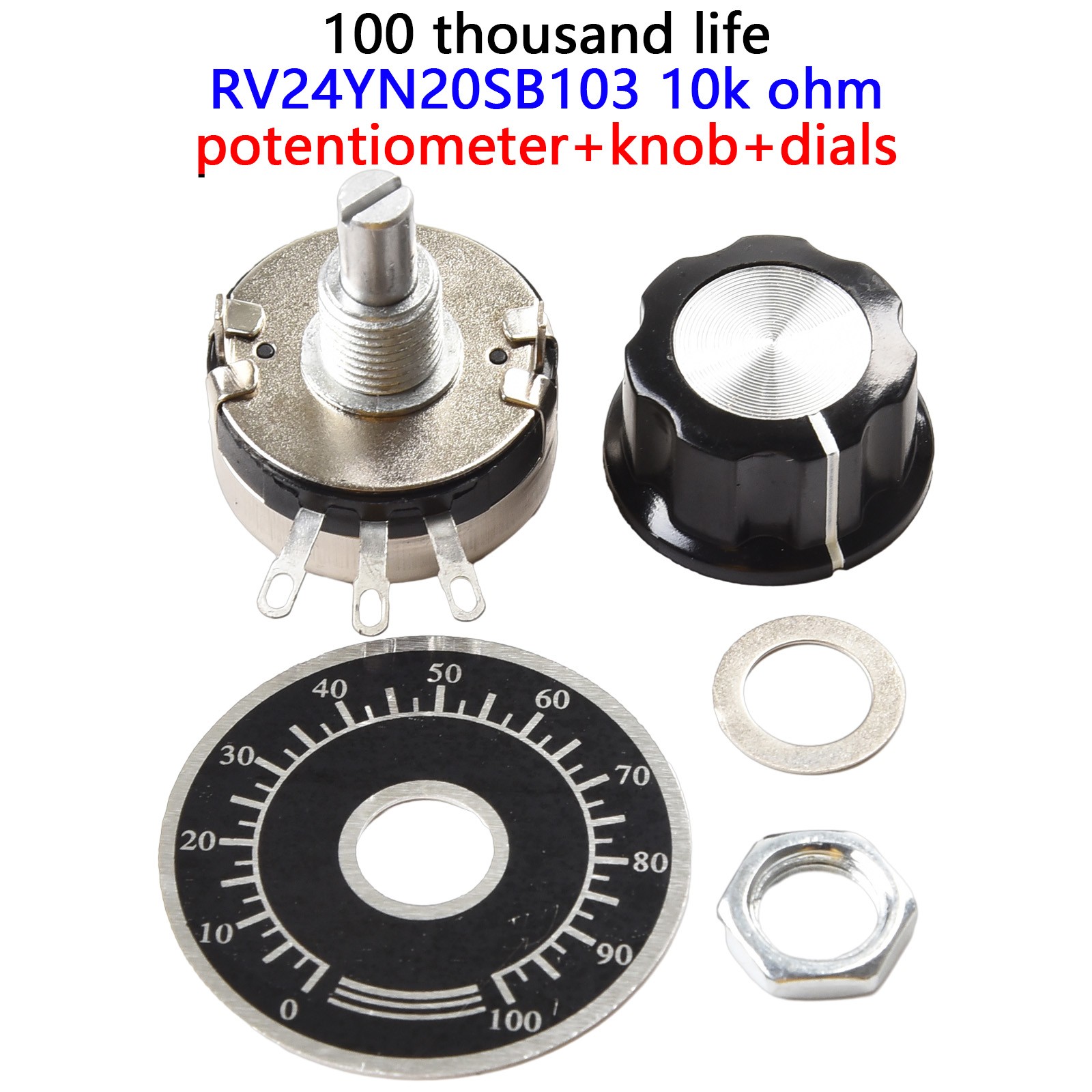 Rotary Taper Carbon Potentiometer with Diameter with Knob RV24YN 20S ...