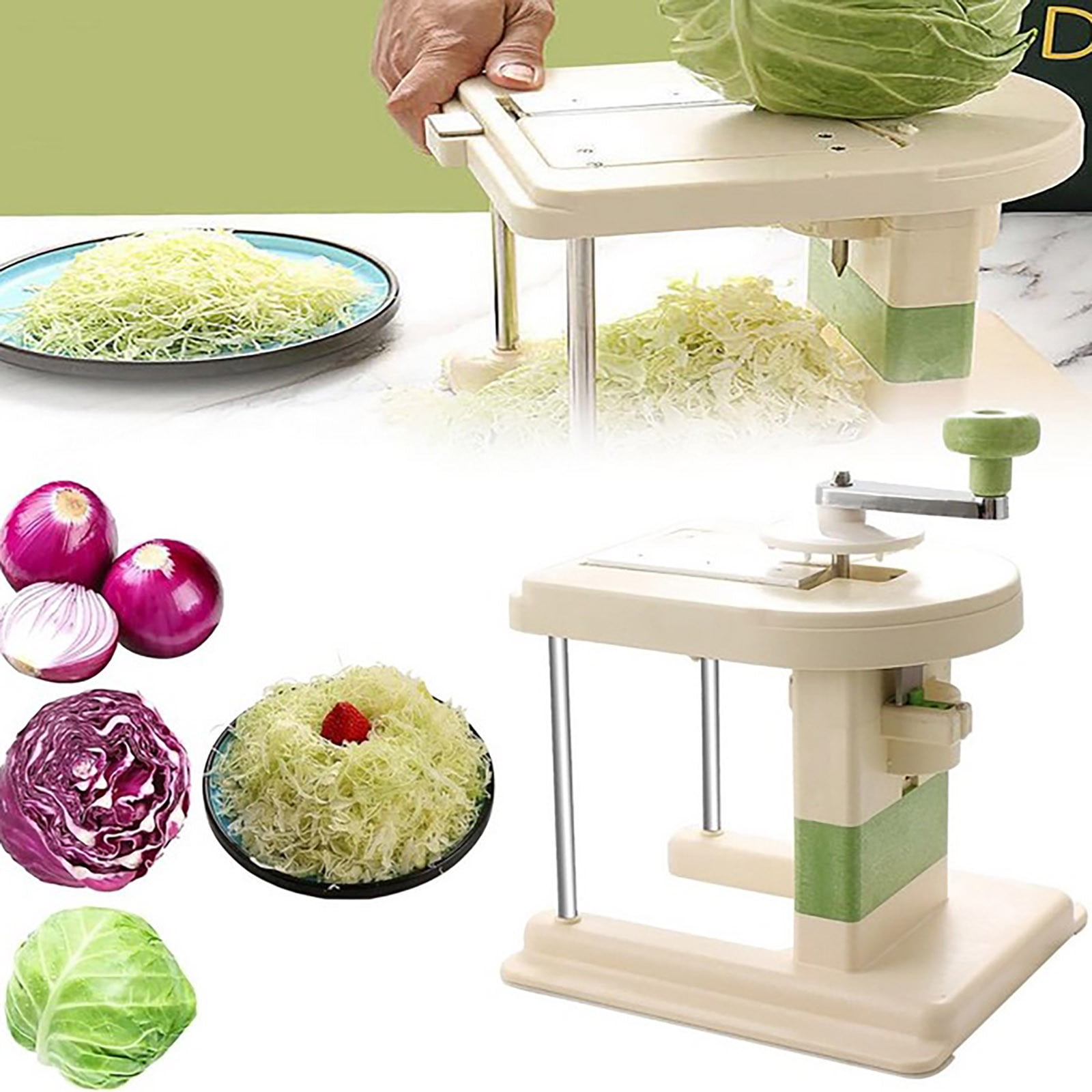 Rotary Vegetable Slicer Cabbage Chopper with Interchangeable Blades for ...