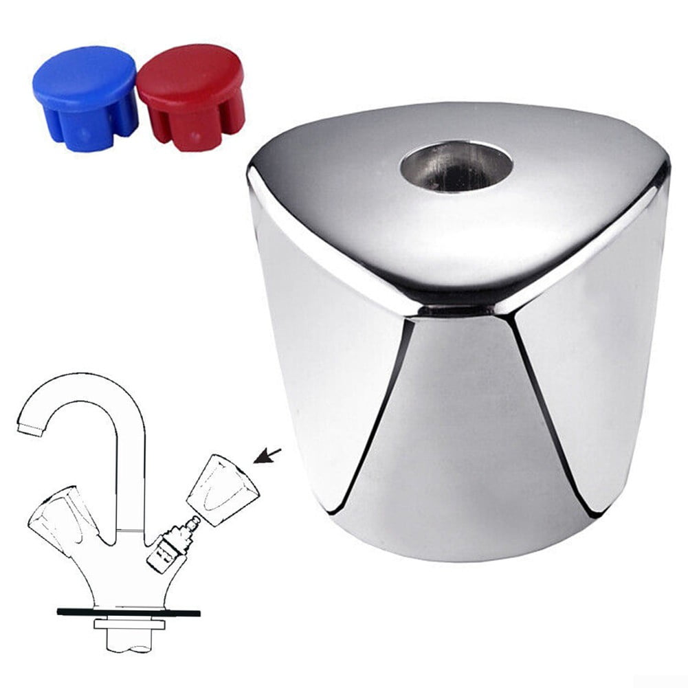 Rotary handle faucet hood handle plastic color marking red blue chrome ...