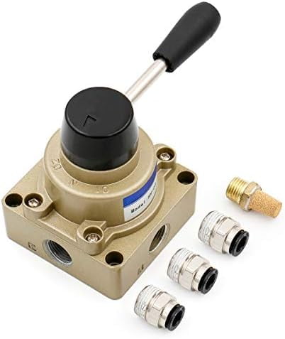 Rotary lever hand valve HV-03 PT3/8 3 Position 4 Way Pneumatic Air Flow ...