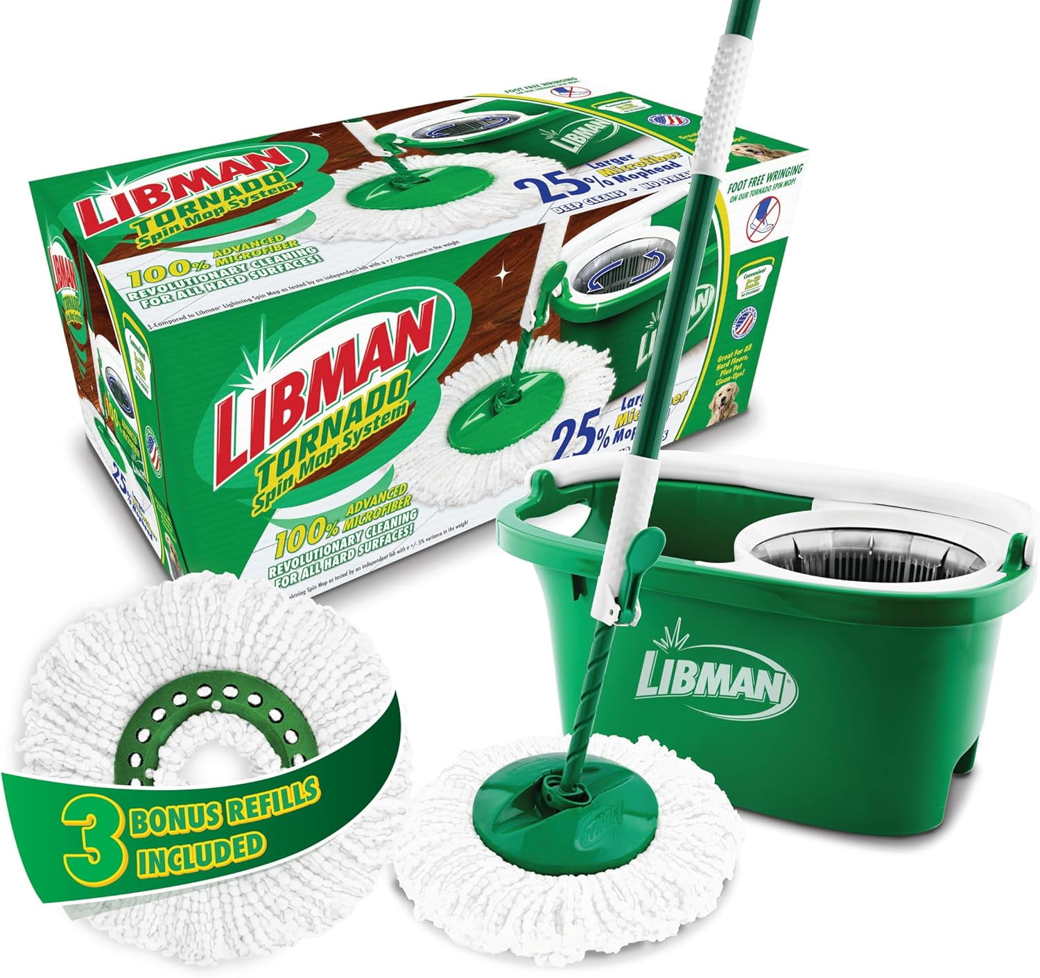 Rotary mop system, rotating floor mopping and bucket set with wringer ...