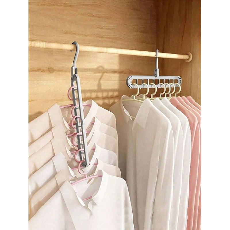 Rotatable 9-Hole Clothes Hangers Set (5 Packs) - Wardrobe Storage ...