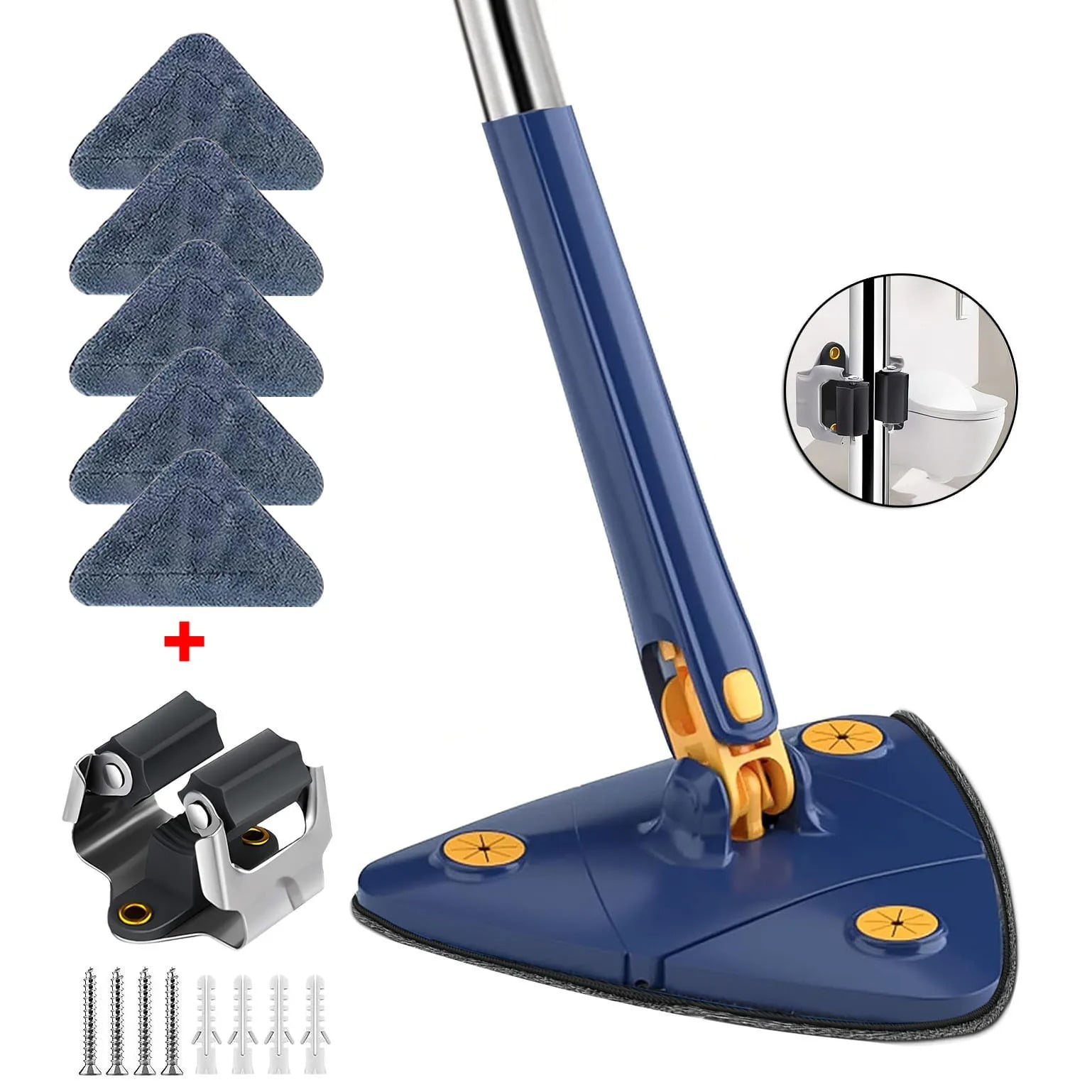 Rotatable Cleaning Mop Telescopic Triangle Spin Mop Long Handle Squeeze ...