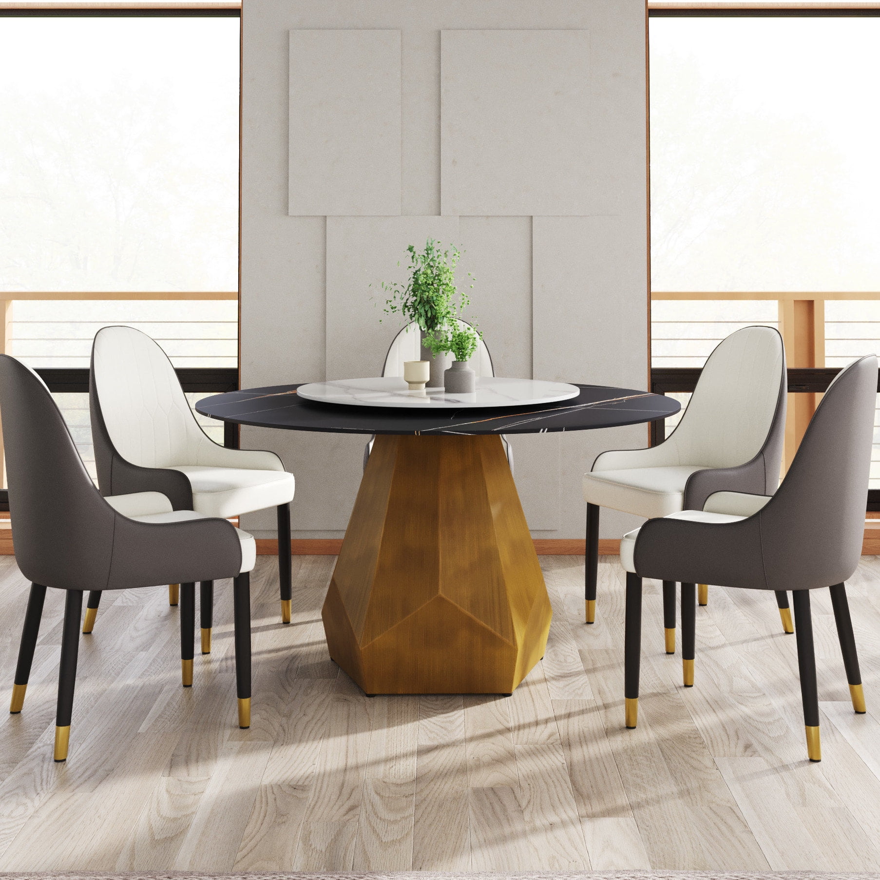 Rotatable Disk Dining Table+6 - Person Capacity”-“Large Family Dinners ...