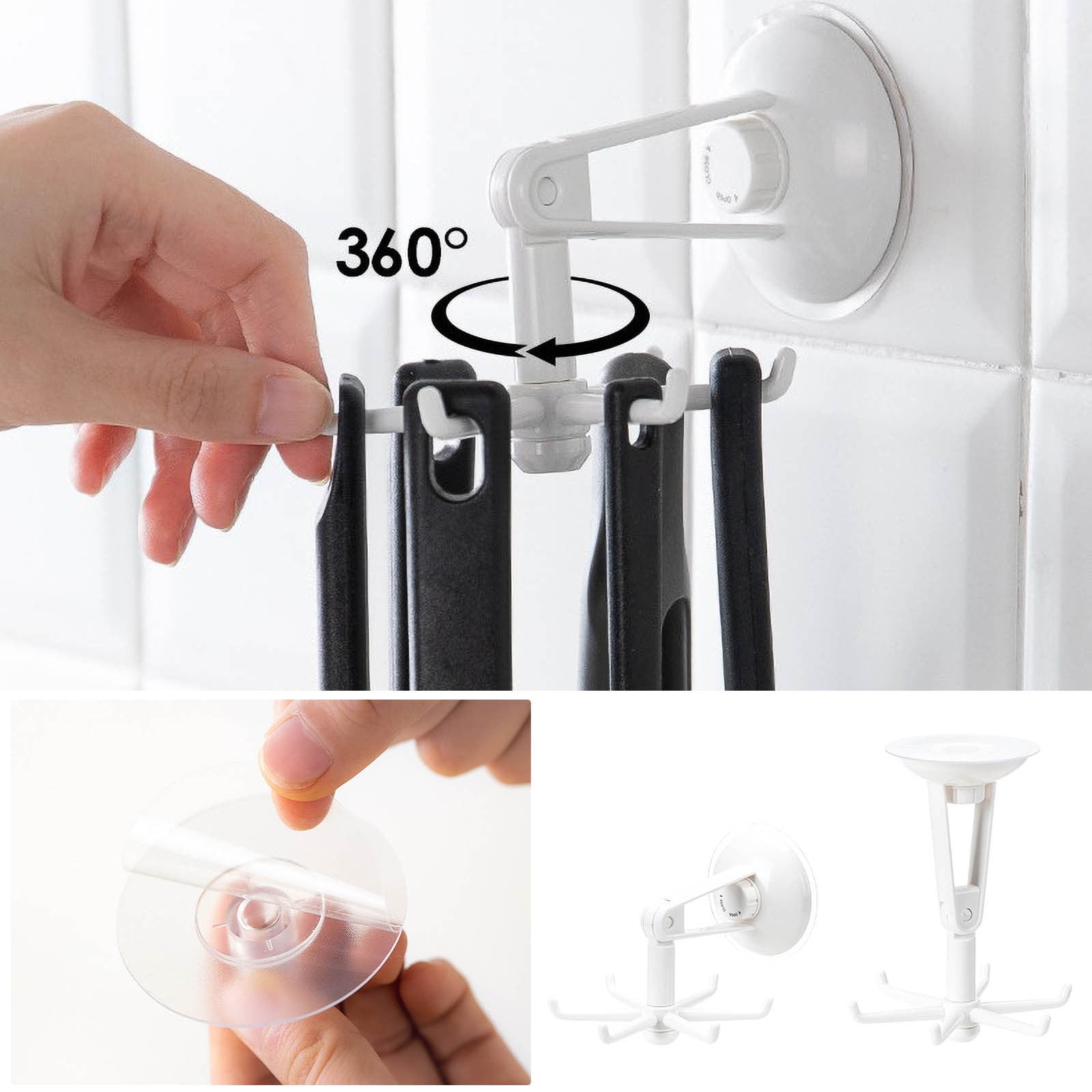 Rotatable Kitchen Spatula Storage Wall Mount Hook Strong Adhesive ...