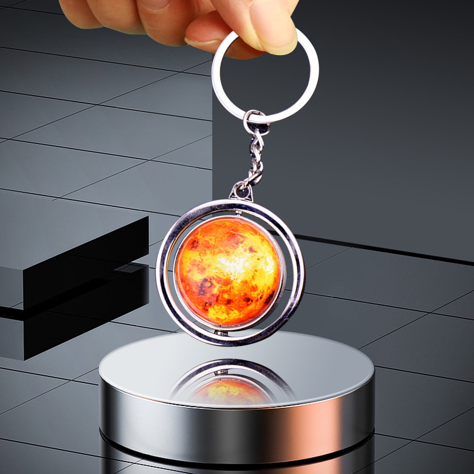 Rotatable Luminous Cosmic Keychain Solar System Earth Bag Hanging ...