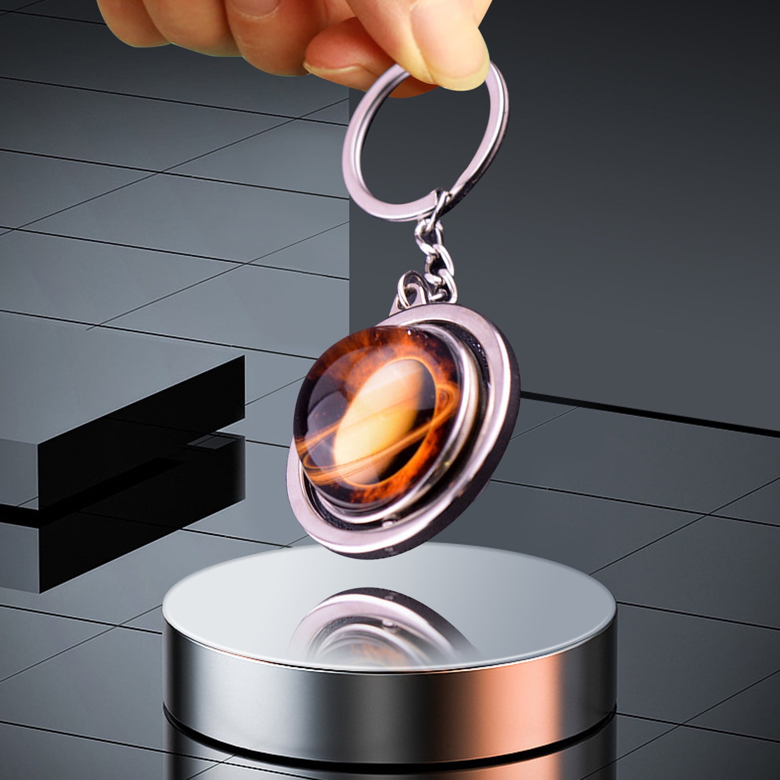 Rotatable Luminous Cosmic Keychain Solar System Earth Bag Hanging ...