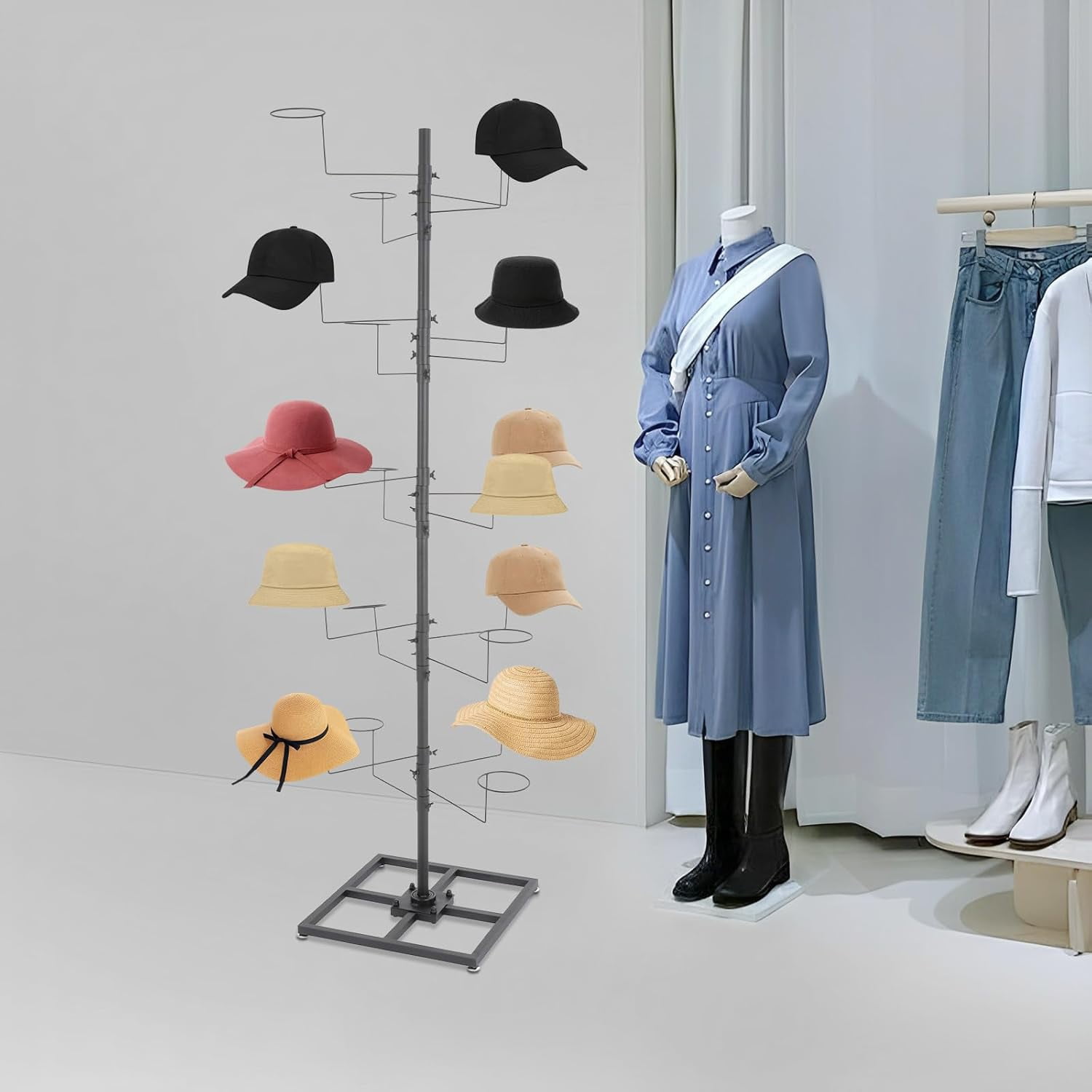 Rotatable Metal Hats Display Rack, Retail Display Stand 20 Hooks ...