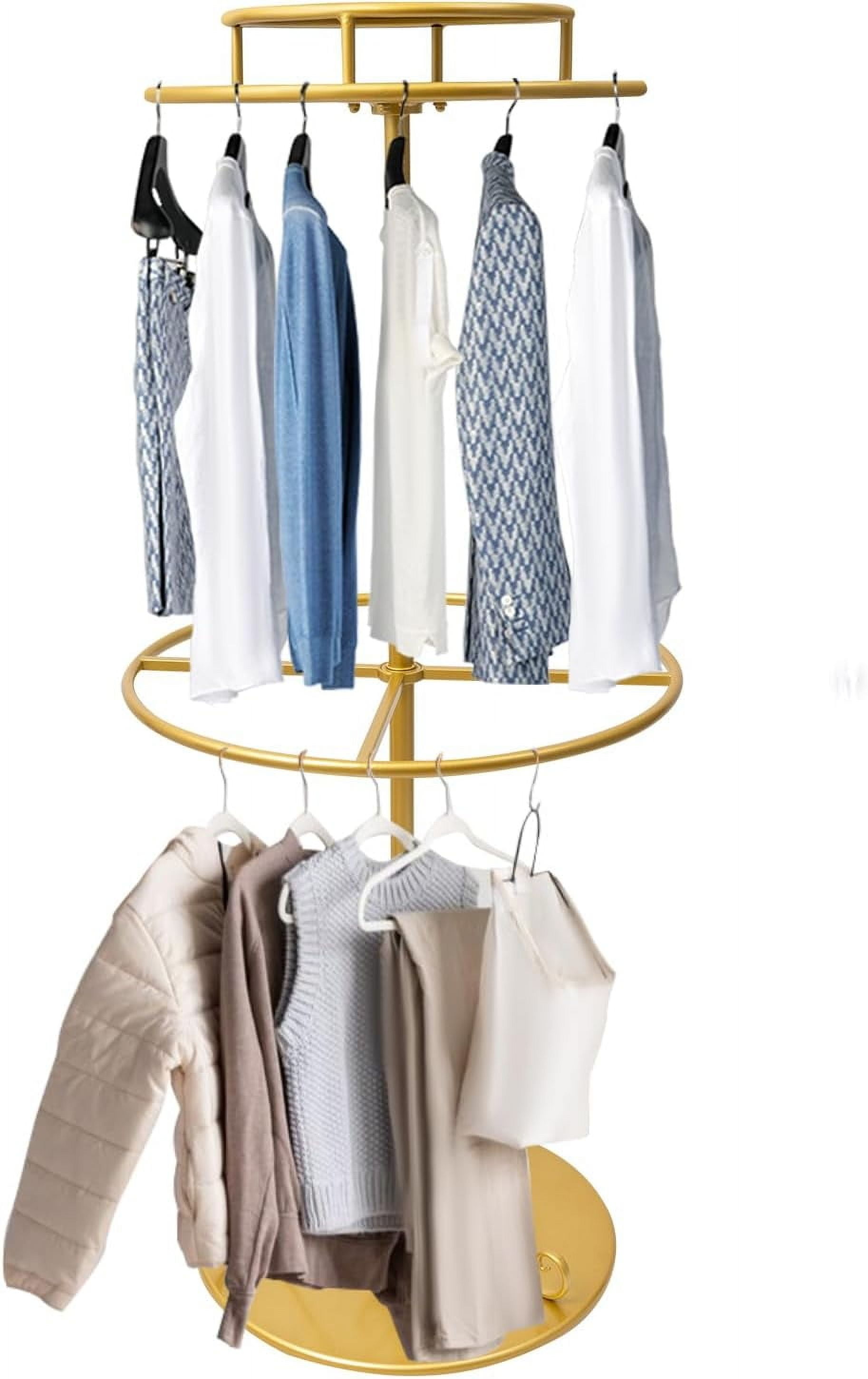 Rotatable Round Clothes Rack, 2-tier Clothing Rack, Floor-Standing ...