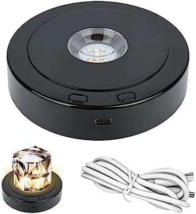 Rotatable Round LED Light Base, 4 Revolving & 8 Light Modes Black Led ...