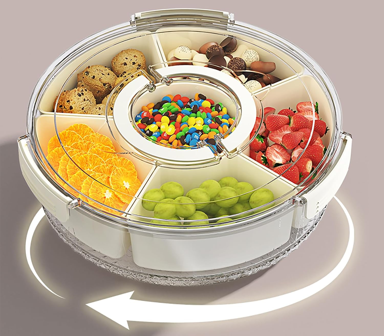 Rotatable Snackle Box Container,Divided Serving Tray with Lid and ...