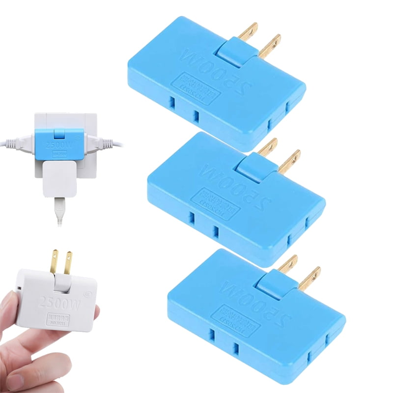 Rotatable Socket Converter, 180 Degree Swivel Mini Plug Adapter, 3 Way ...