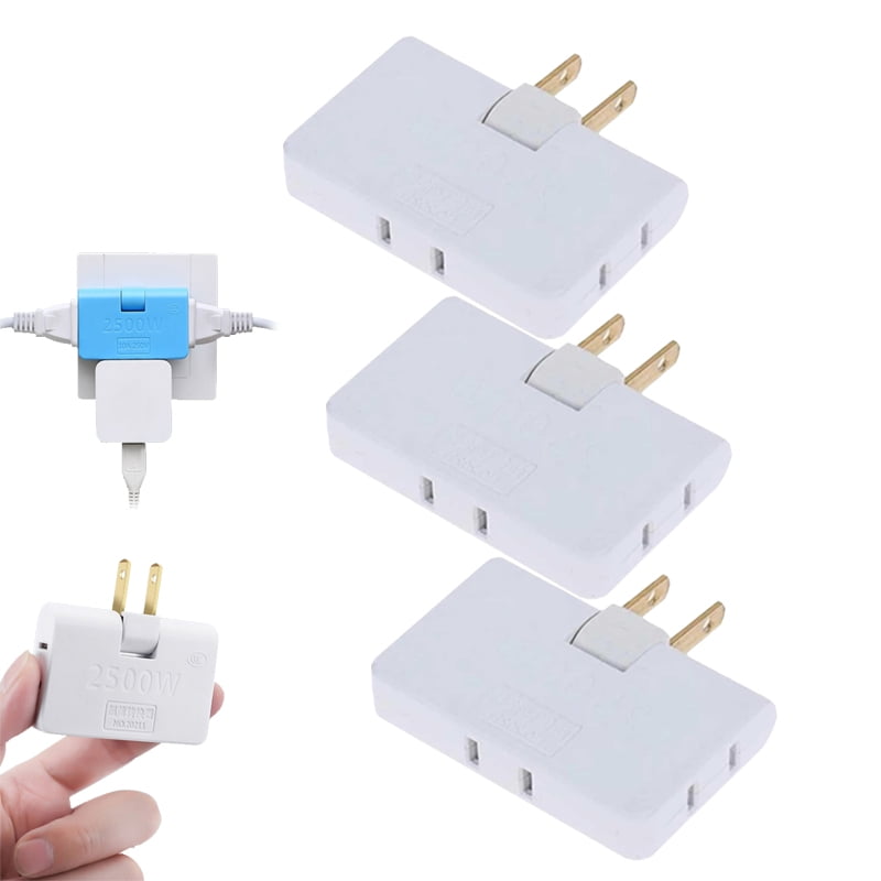 Rotatable Socket Converter, 180 Degree Swivel Mini Plug Adapter, 3 Way ...