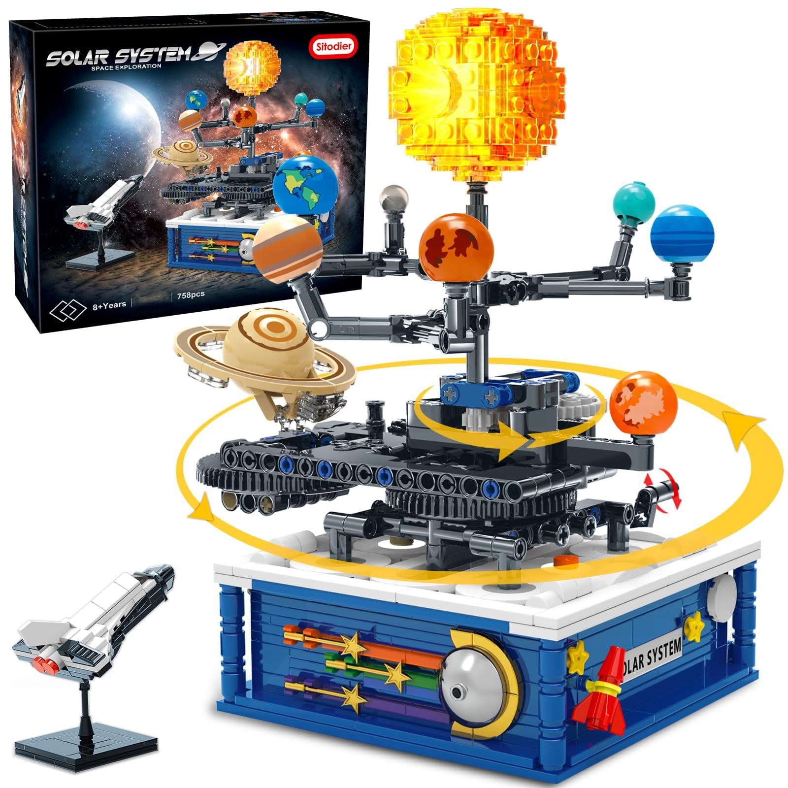 Rotatable Solar System Building Toy, 758Pcs Space Exploration Building ...