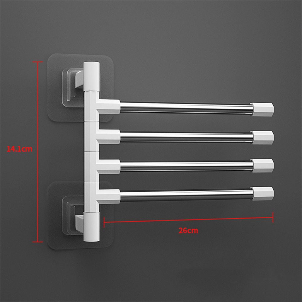 1Pc Silver Aluminum Swing Arms Towel Rack Save Space 2-8-Bar Towel Hanger Wall Mounted Bracket ...