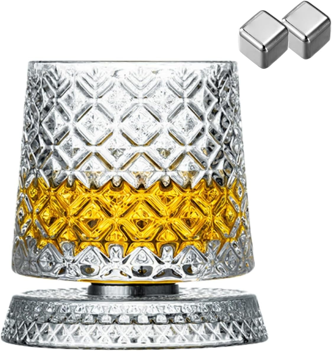 Rotatable Tumbler Crystal Glass Cups,360 Degree Rotating Whiskey Glass ...