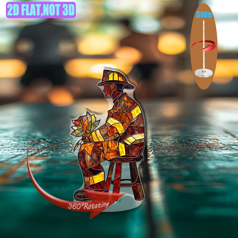 Rotatable acrylic decor featuring a stained glass design of a ...