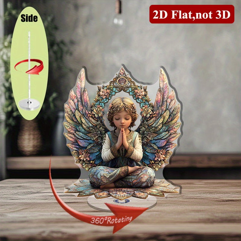 Rotatable acrylic display featuring an Islamic angel in prayer against ...