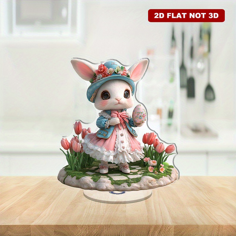 Rotatable acrylic display featuring a beautiful little bunny standing ...