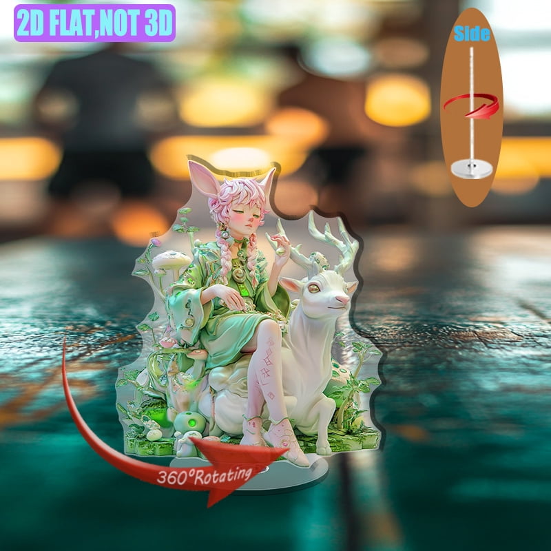 Rotatable acrylic display featuring a humanoid with pink hair and ...