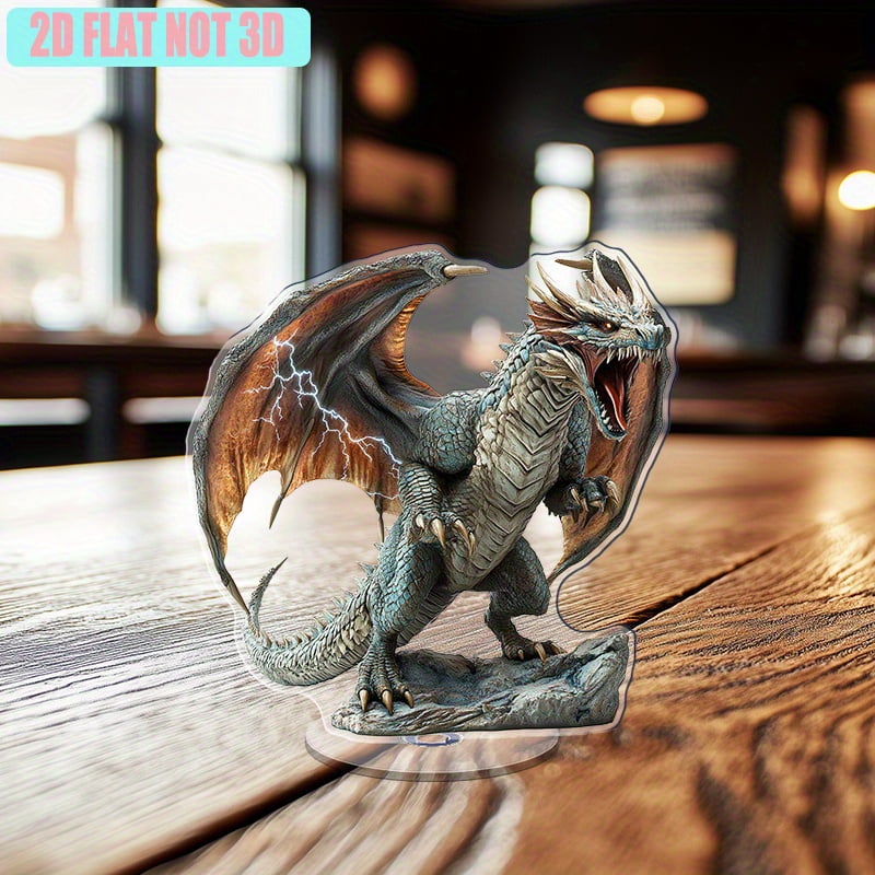 Rotatable acrylic display featuring a majestic dragon with intricate ...