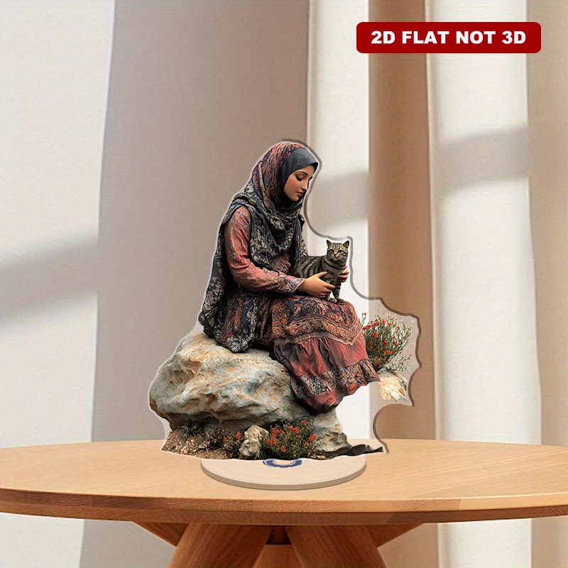 Rotatable acrylic display featuring a realistic image of a Muslim woman ...