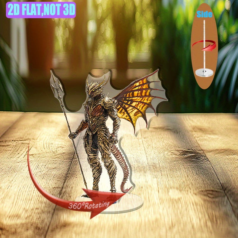 Rotatable acrylic display featuring a majestic humanoid dragon with ...