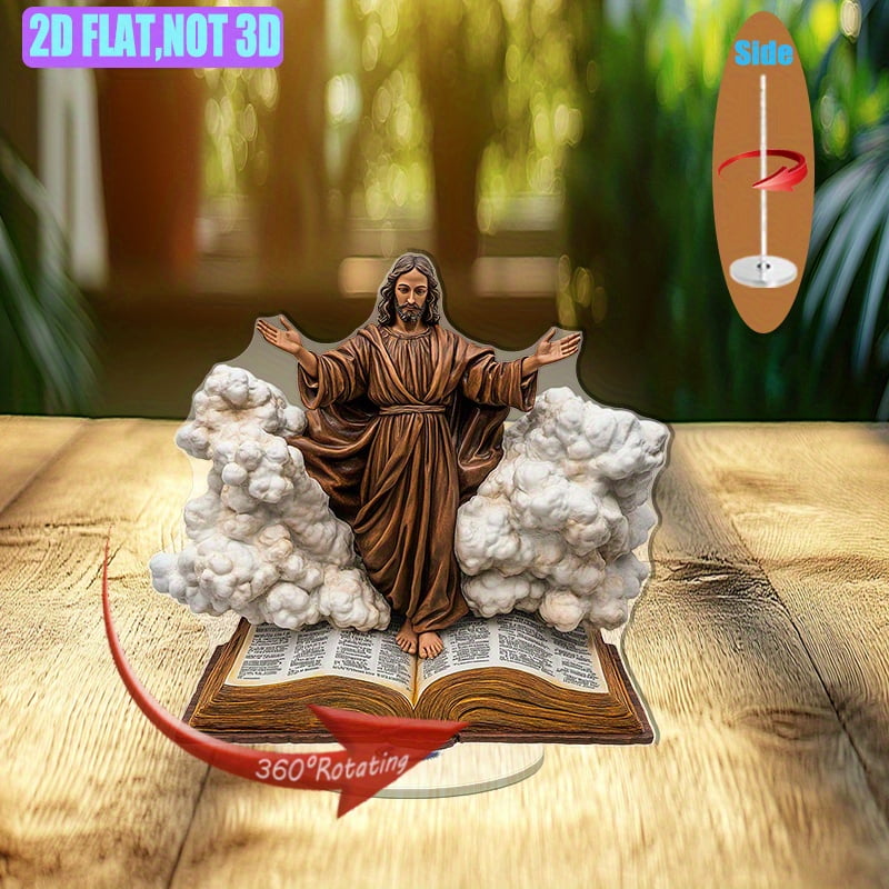 Rotatable acrylic display featuring a realistic sculpture of Jesus in a ...