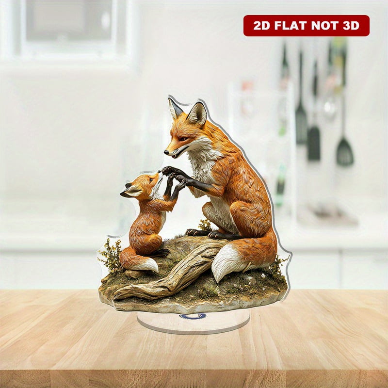 Rotatable acrylic display featuring a vibrant springtime scene of a fox ...