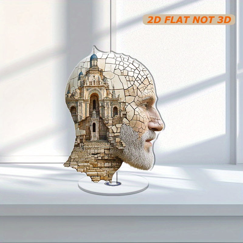 Rotatable acrylic ornament featuring a Jewish man's profile and a ...