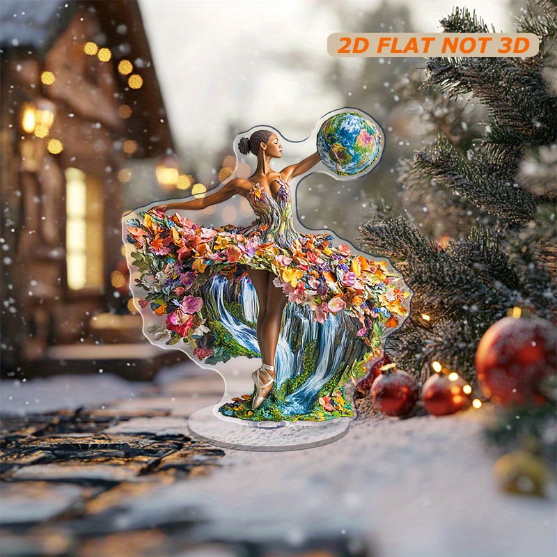 Rotatable acrylic ornament featuring a graceful ballet dancer in a ...