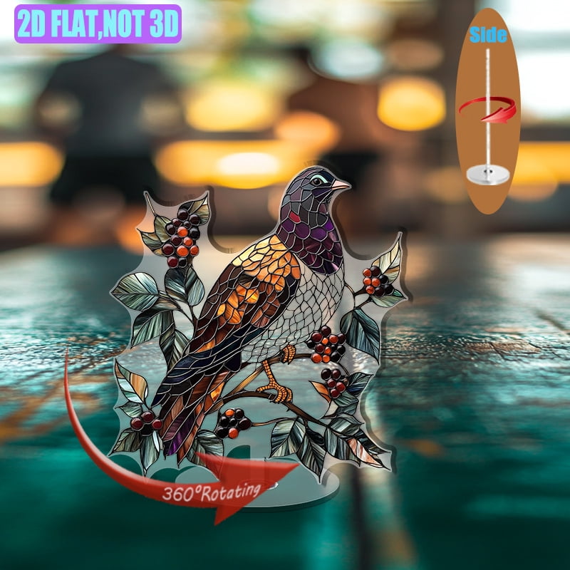 Rotatable acrylic ornament showcasing a plump partridge perched on ...