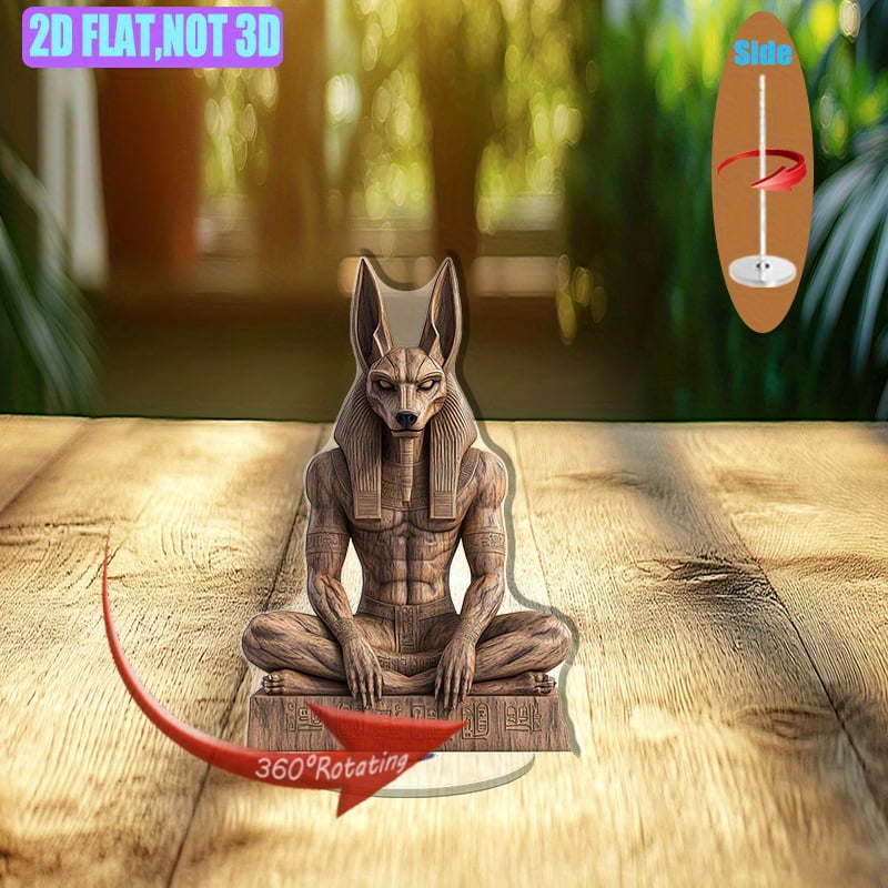 Rotatable acrylic piece featuring a finely detailed Anubis statue with ...